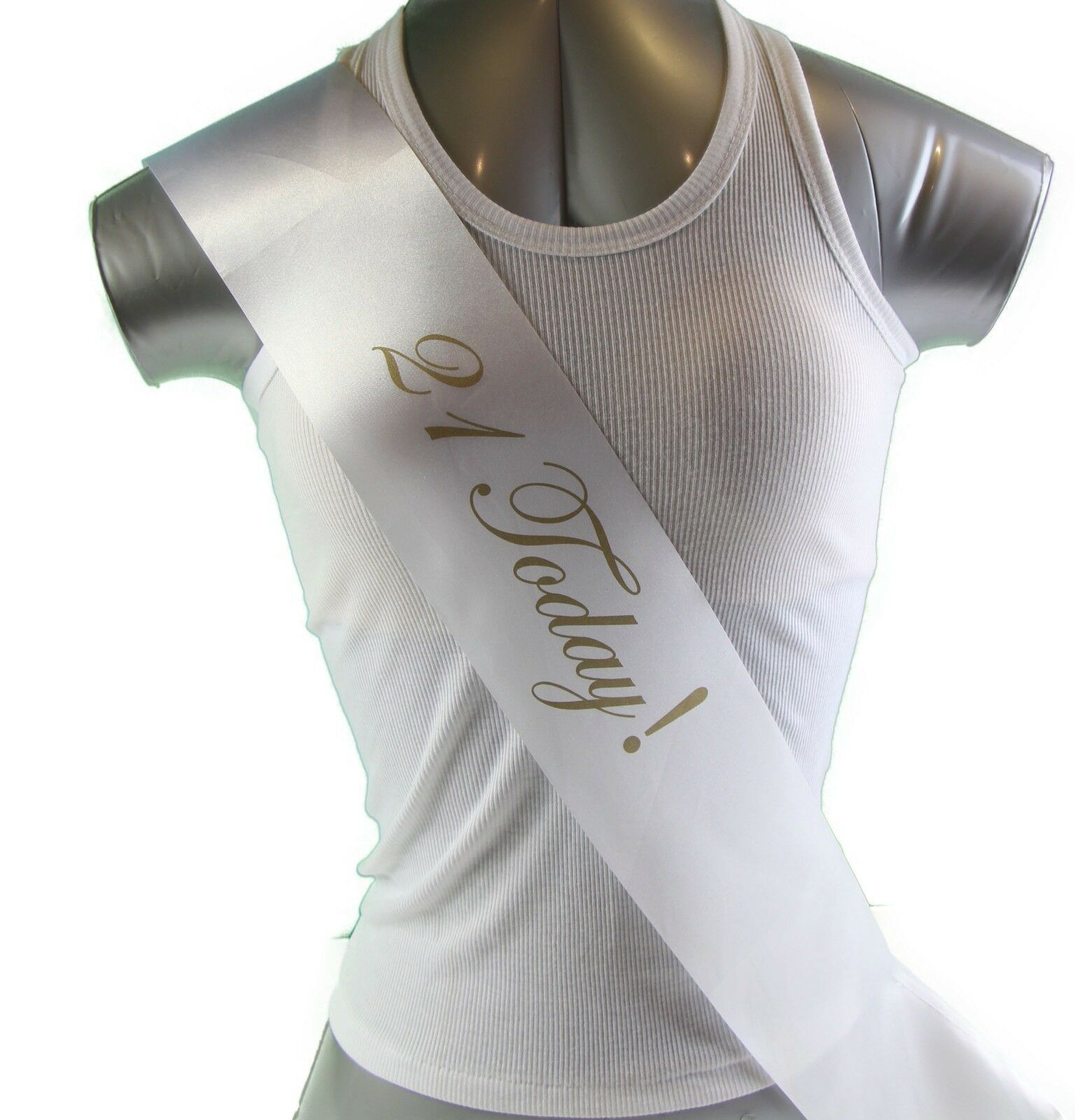 21st Birthday Sash - 21 Today! Party - White/Gold Edwardian Font – Ozdingo