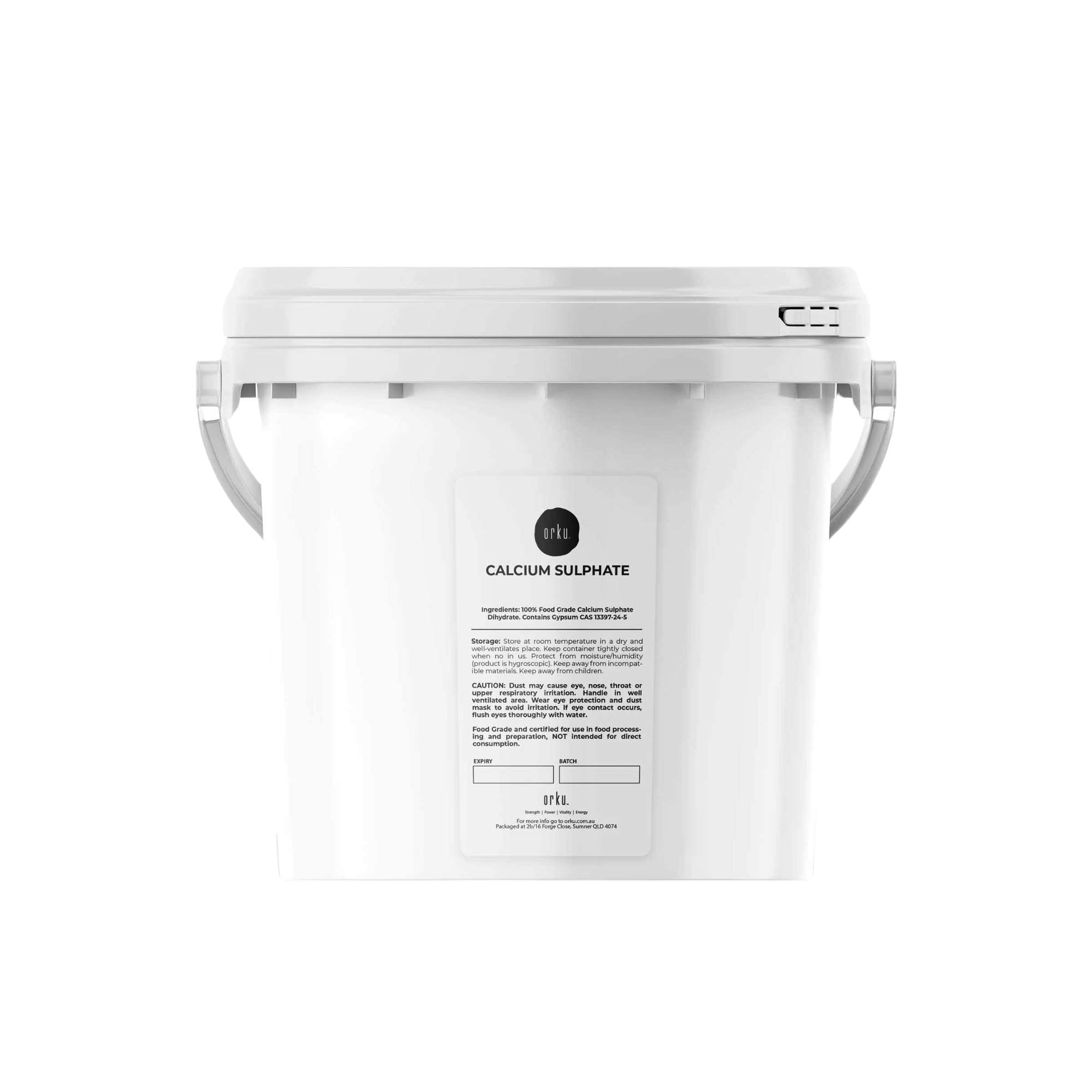 5Kg Calcium Sulphate Powder Bucket- Gypsum Food Grade 'Orku'- Ozdingo