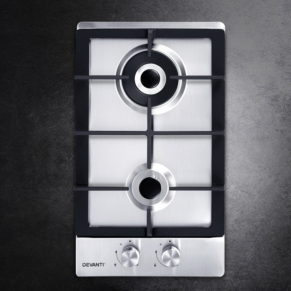 Devanti Gas Cooktop 30cm 2 Burner Silvir – Ozdingo