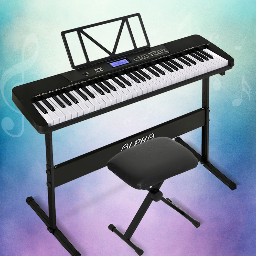 Alpha 61 Keys Electronic Piano Keyboard Digital Electric w/ Stand Stoo ...