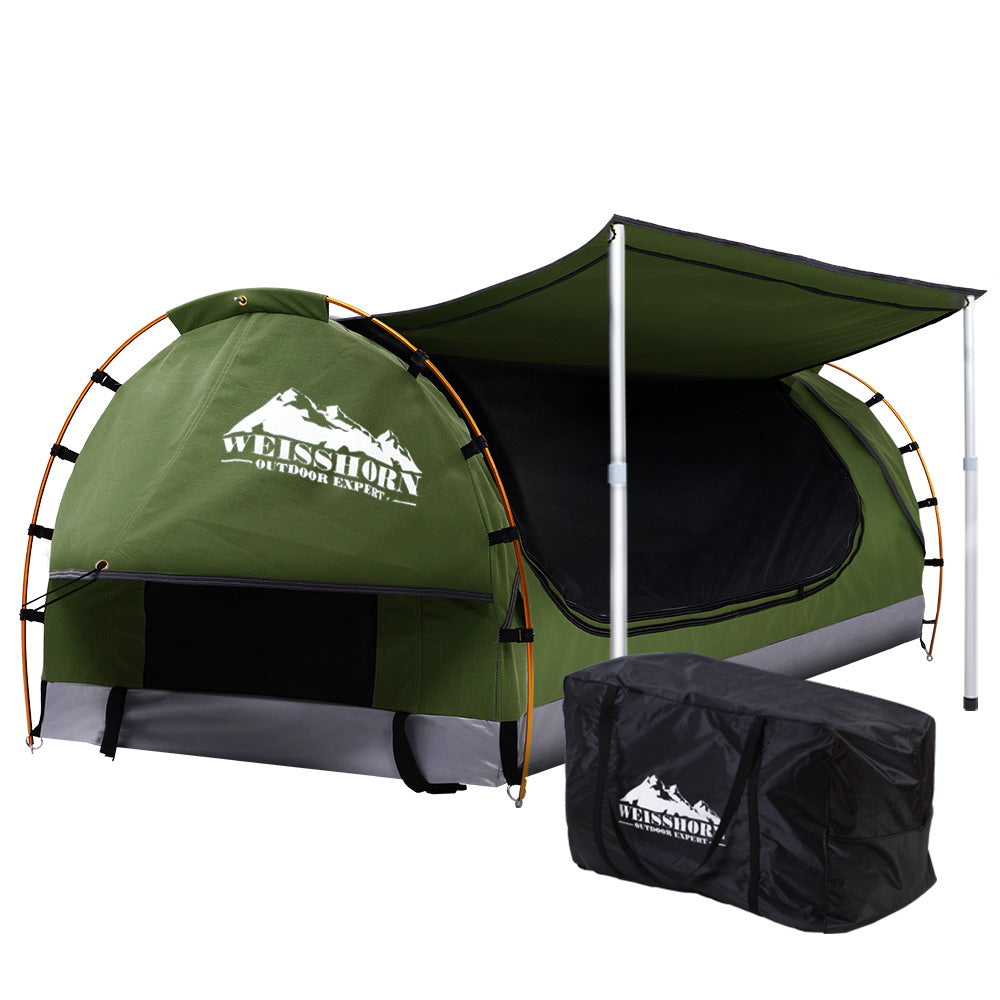 Weisshorn Double Swag Camping Swags Canvas Free Standing Dome Tent Cel ...
