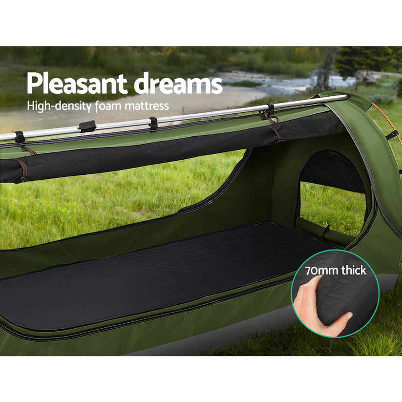 Weisshorn Double Swag Camping Swags Canvas Free Standing Dome Tent Cel ...