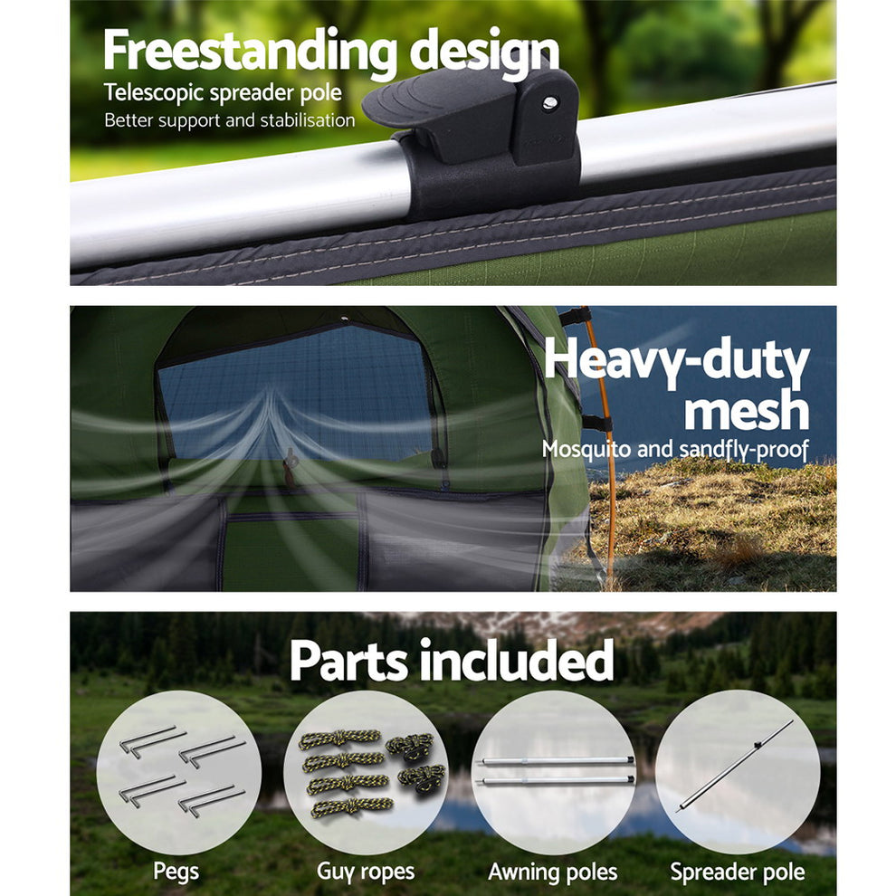 Weisshorn Double Swag Camping Swags Canvas Free Standing Dome Tent Cel ...