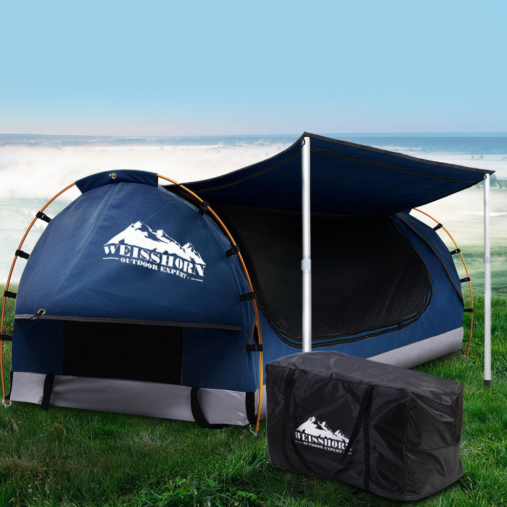 Weisshorn Double Swag Camping Swags Canvas Free Standing Dome Tent Dar ...