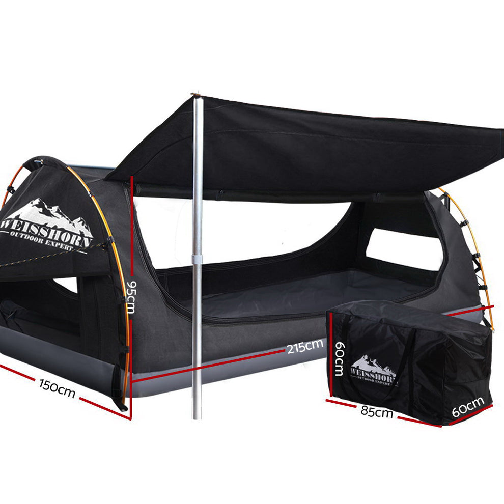 Weisshorn Double Swag Camping Swags Canvas Free Standing Dome Tent Dar ...